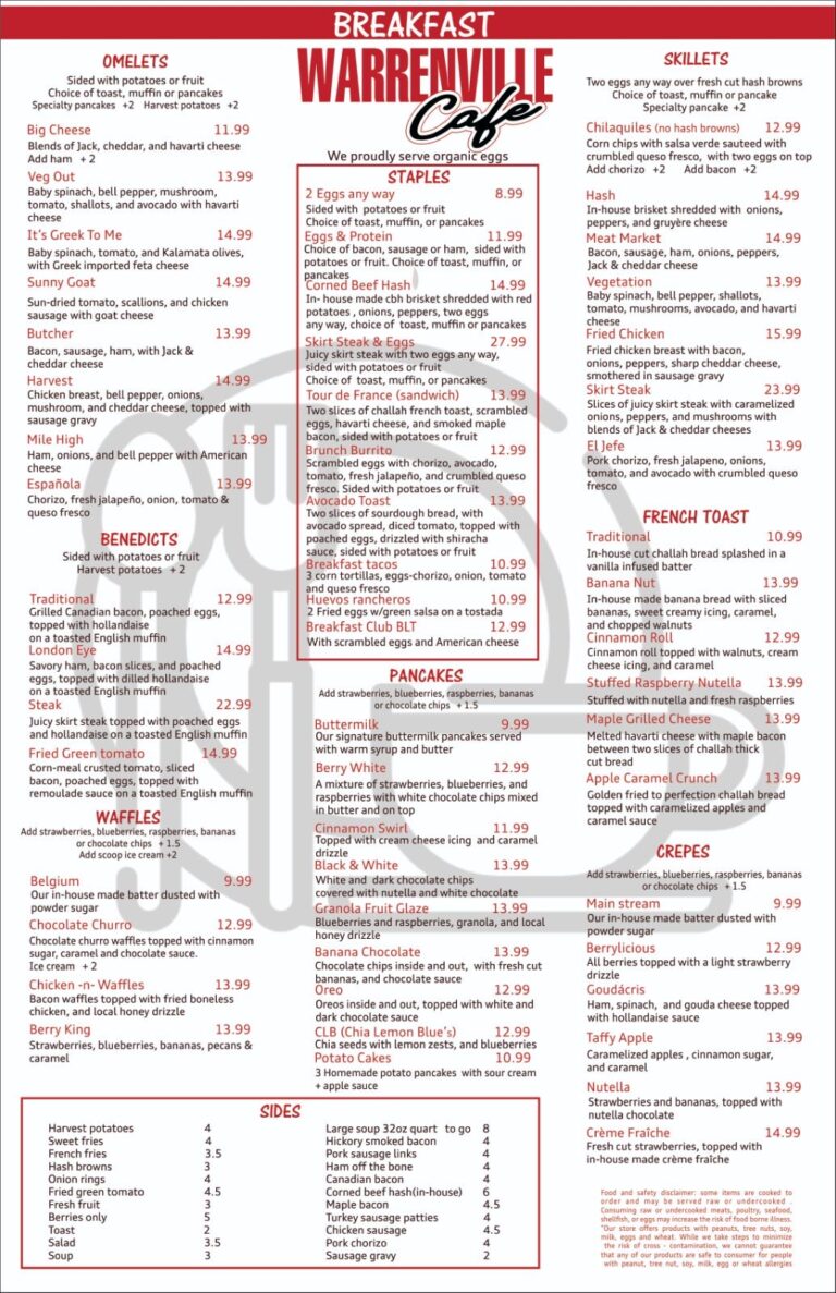 Menu – Warrenville Cafe