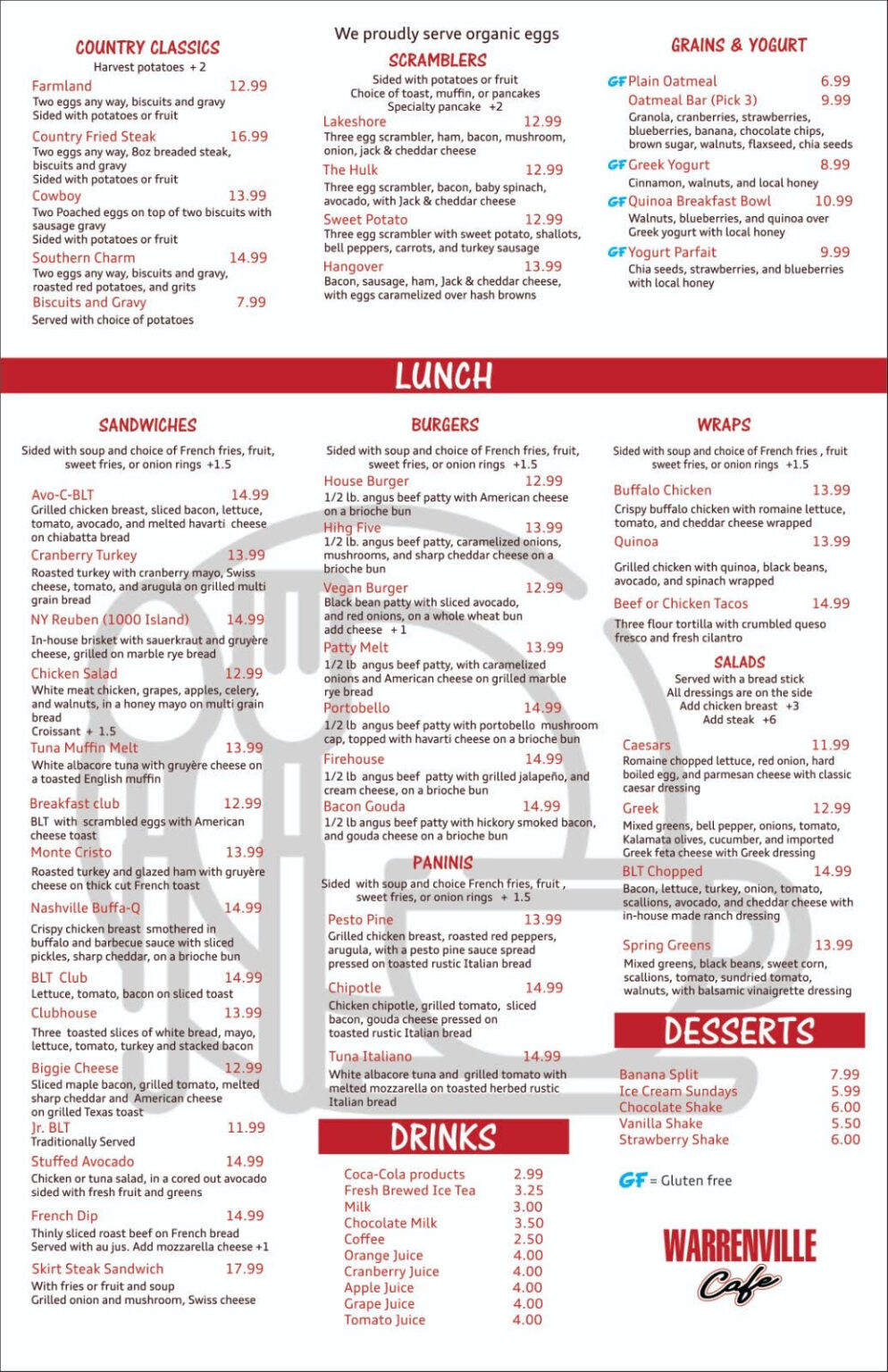 Menu – Warrenville Cafe